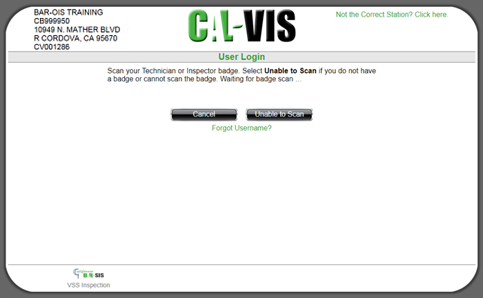 Logging into Perform Safety Systems Inspection