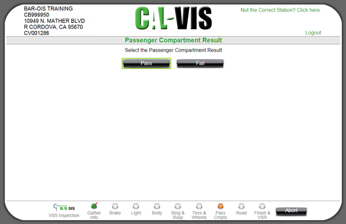 Passenger Compartment Inspection